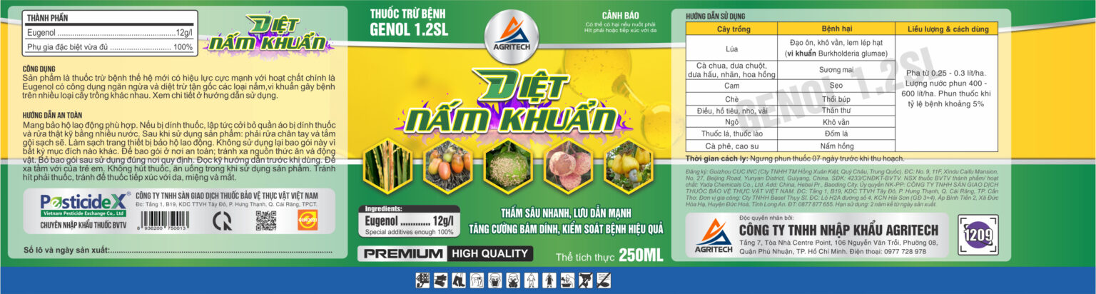 THUỐC TRỪ BỆNH – DIỆT NẤM KHUẨN – GENOL 1.2SL – Agritech